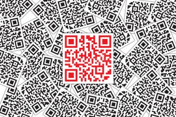 Red QR Code Highlight in Black QR Code in Background Stock Illustration ...