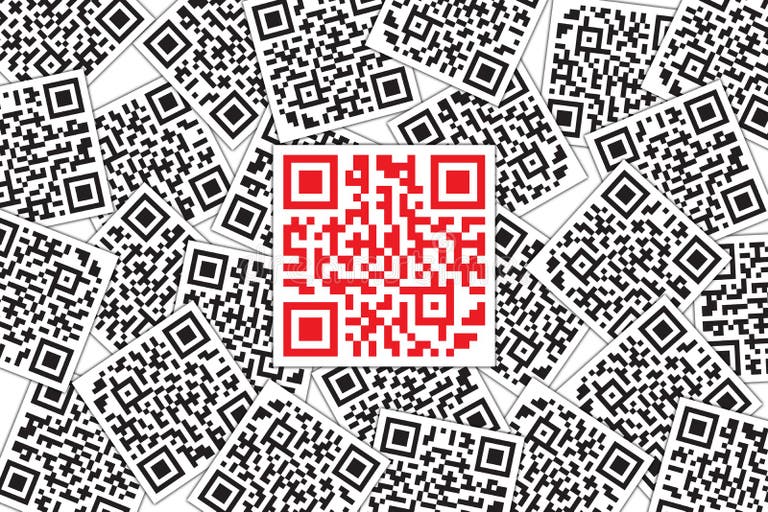 Red QR Code Highlight in Black QR Code in Background Stock Illustration ...