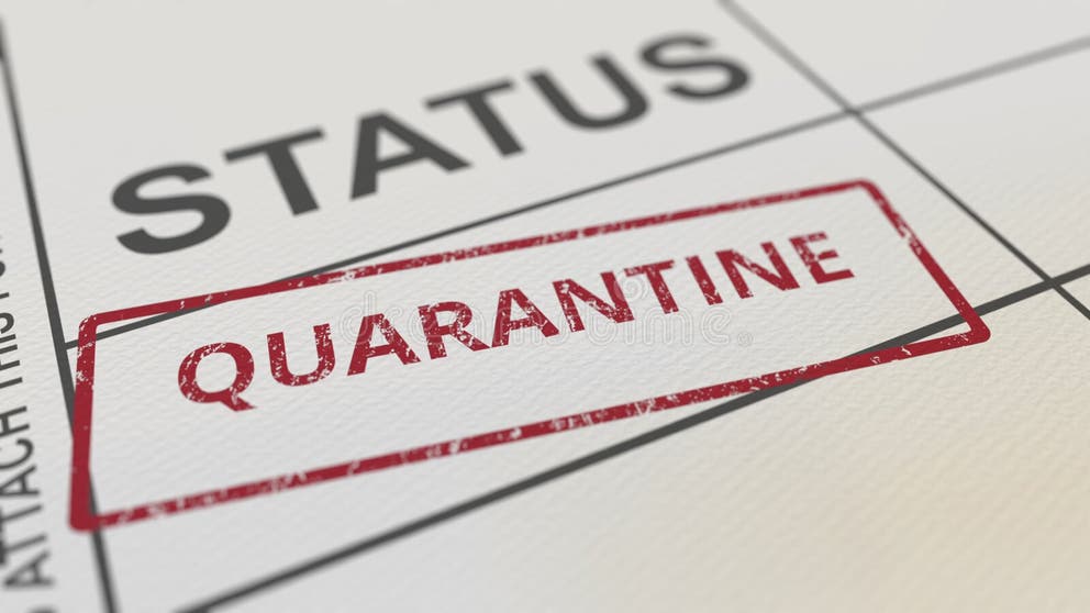 Red QUARANTINE Stamp on Paper Form. 3D Rendering Stock Illustration ...