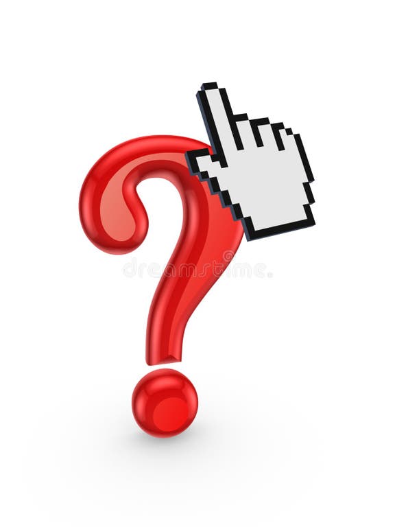 Red query mark and cursor. stock illustration. Illustration of mystery ...