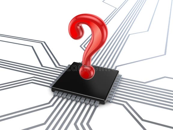 Red Query Mark on Processor. Stock Illustration - Illustration of idea ...