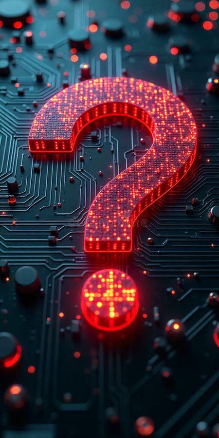 A Quest?on Mark ?n a Futur?st?c C?rcu?t Board Stock Illustration ...