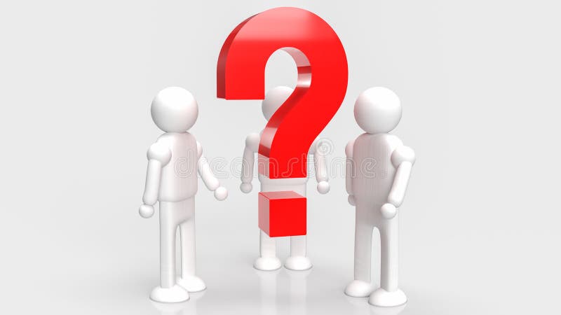The Red Question and Figure on White Background 3d Rendering Stock ...