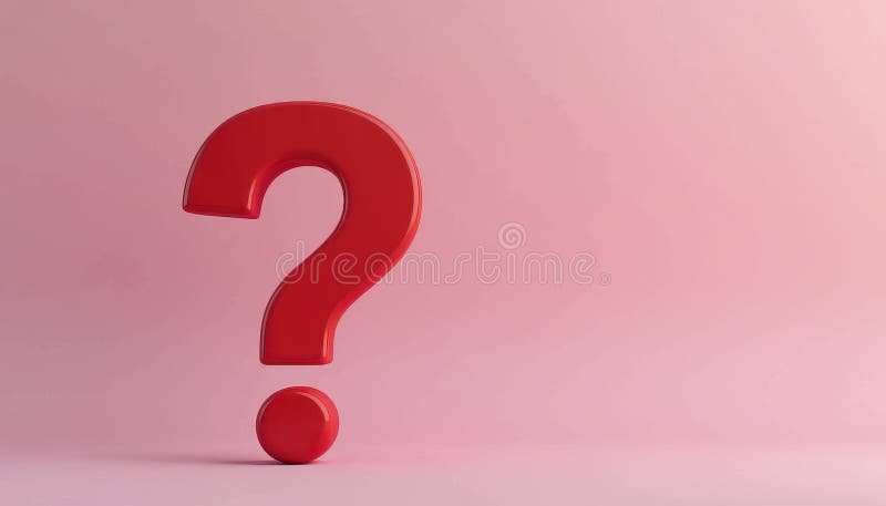 Red Question Mark Against a Soft Pink Gradient Background. Stock ...