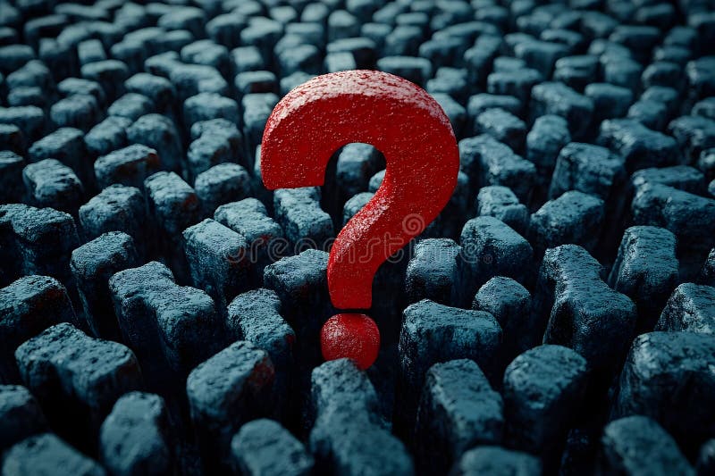 Red Question Mark in a Field of Stones Stock Illustration ...