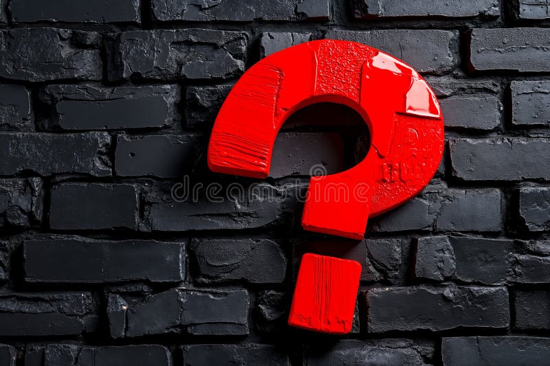 A Red Question Mark on a Black Brick Wall Stock Image - Image of ...