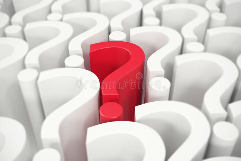 Red Question Mark in the Center, Questions the Concept. 3d Rendering ...