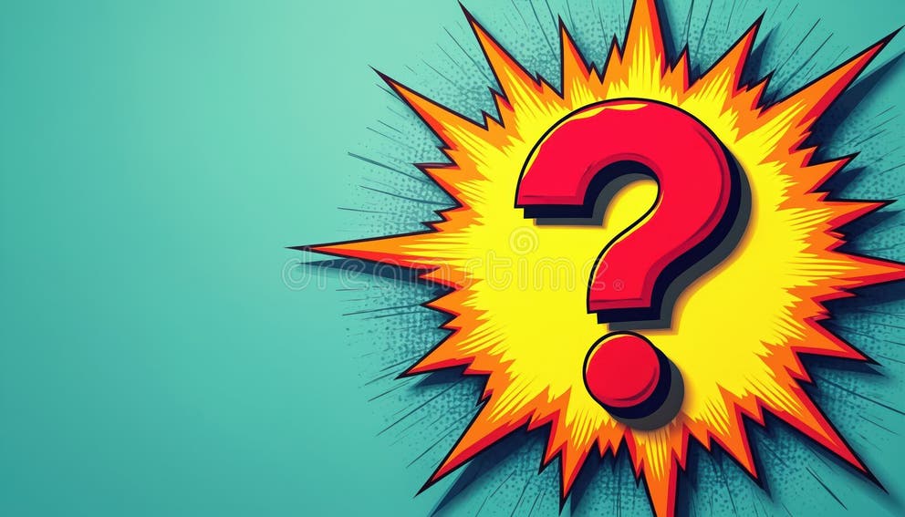 Red Question Mark Exploding in Pop Art Style. Dynamic Illustration ...