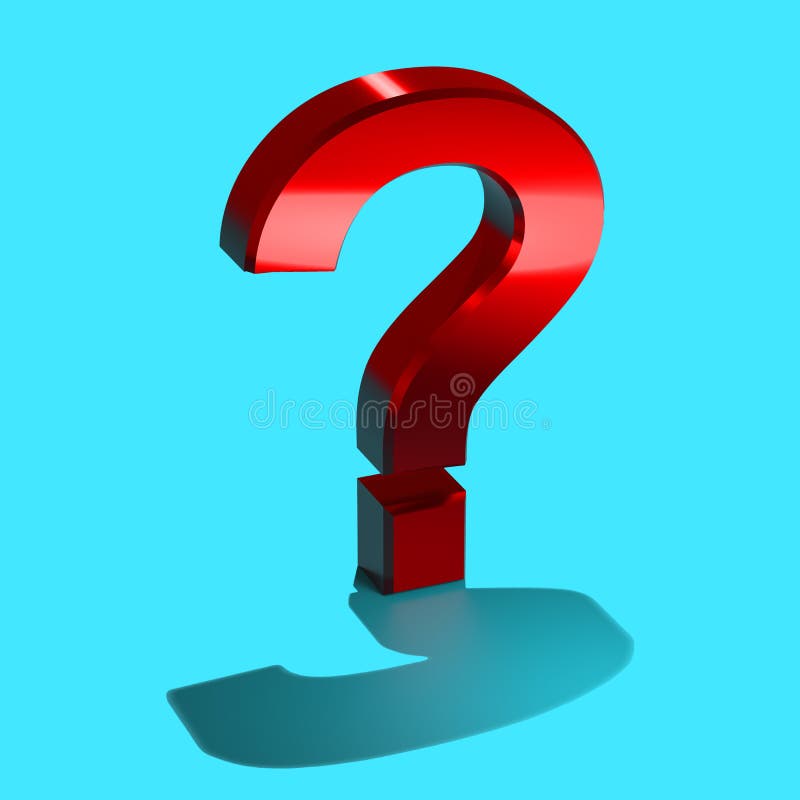Red Question Mark with a Hard Shadow on a Blue Background - - a Blank ...