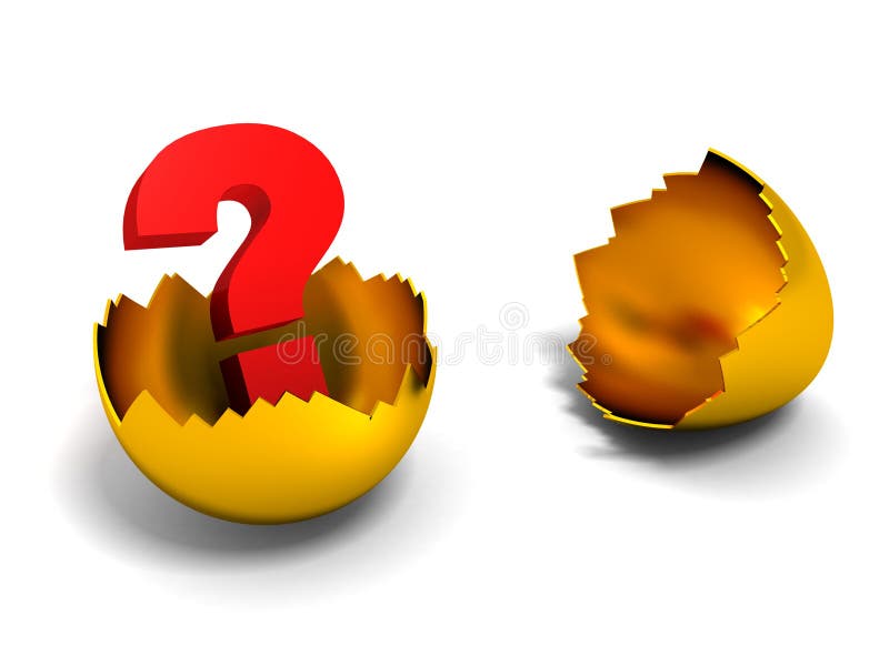 Red Question Mark Inside Cracked Golden Egg Shell Stock Illustration ...