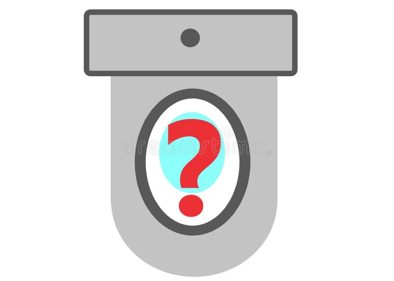 A Red Question Mark Over a Light Grey Toilet Water Closet Lavatory Seat ...
