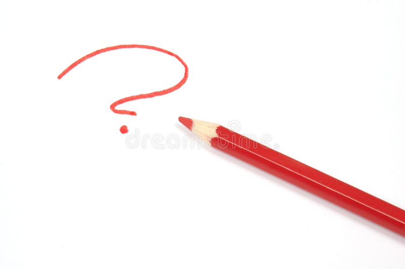 Red Question Mark and Pencil Stock Image - Image of document, white ...