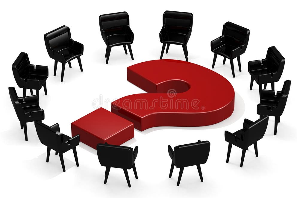 Red Question Mark Sign with Chairs Stock Illustration - Illustration of ...