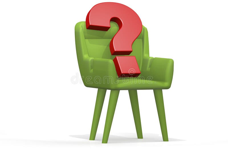 Red Question Mark Sign with Green Chair Stock Illustration ...
