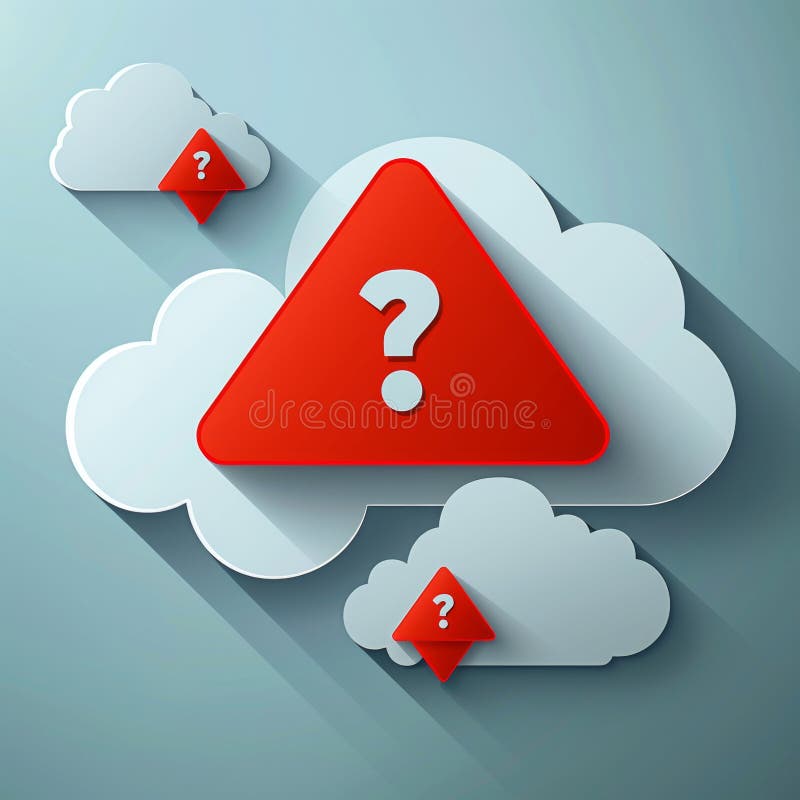Red Question Mark Signs on White Paper Clouds Against a Blue Sky ...