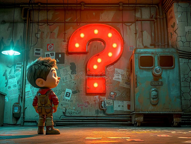 Red Question Mark with Small Puppet People Stock Illustration ...