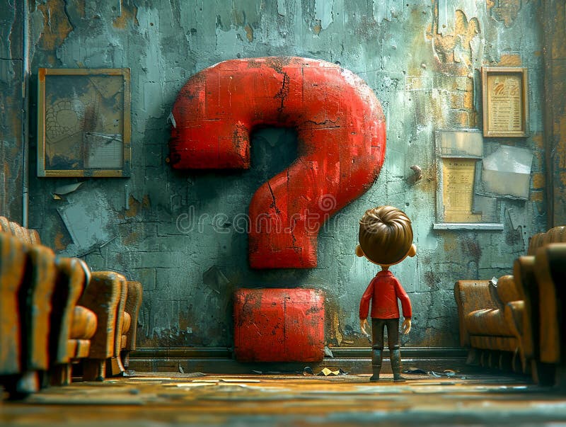 Red Question Mark with Small Puppet People Stock Illustration ...