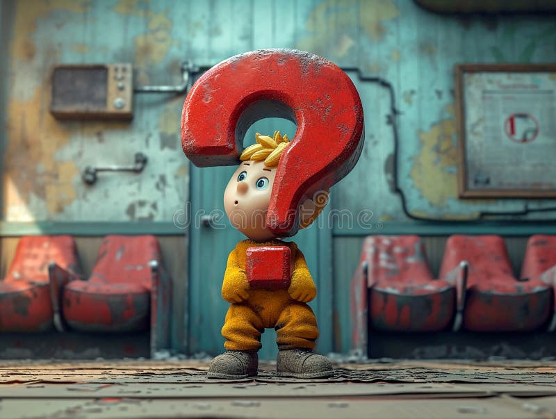 Red Question Mark with Small Puppet People Stock Illustration ...