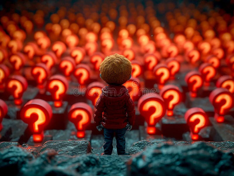 Red Question Mark with Small Puppet People Stock Illustration ...