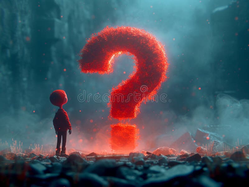 Red Question Mark with Small Puppet People Stock Illustration ...