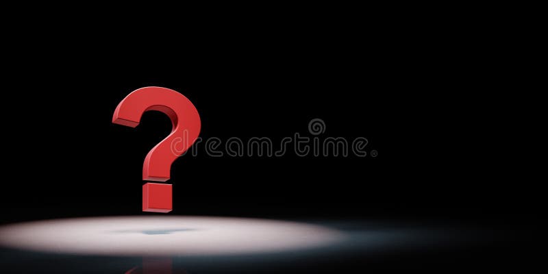 Red Question Mark Spotlighted on Black Background Stock Illustration ...