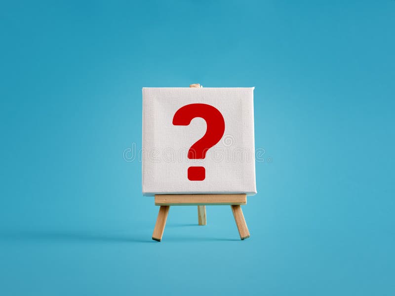 Red Question Mark is Standing on Blue Background Stock Photo - Image of ...