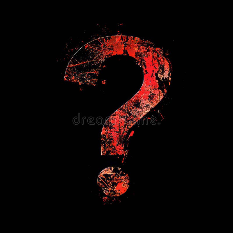 Red Question Mark Symbol on Black Background - Ink Style Stock ...