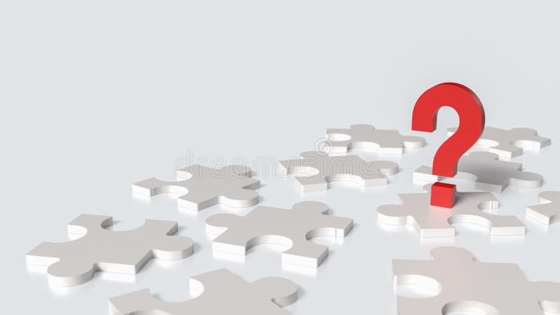 The Red Question Mark and White Jigsaw for Business Concept 3d ...