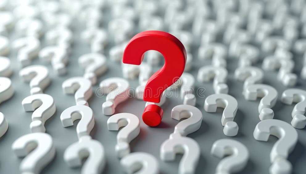 Red Question Mark in White Question Marks. Concept of Asking, Solving ...