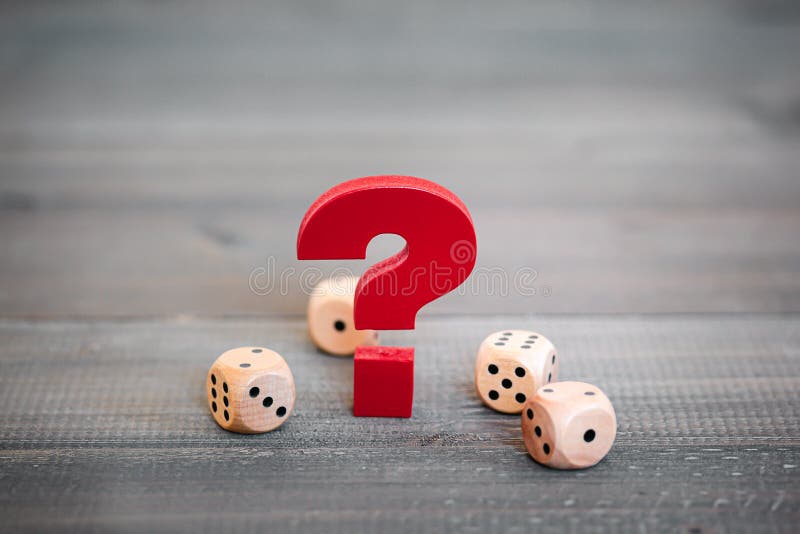 Red Question Mark with Wooden Dice Stock Photo - Image of asking ...