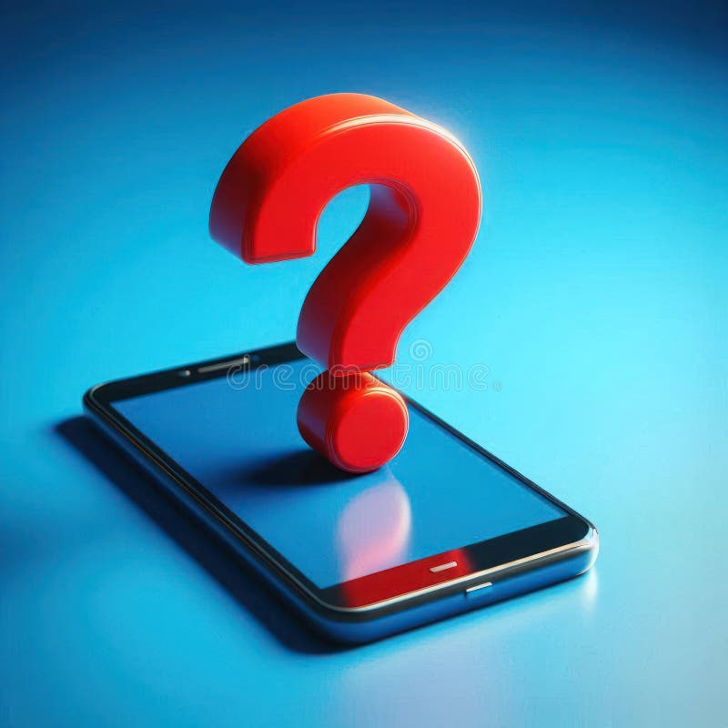 A Red Question Mark on Your Phone Screen. Stock Photo - Image of ...