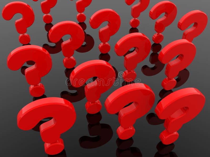 Red Question Marks on a Black Background from Above Stock Illustration ...