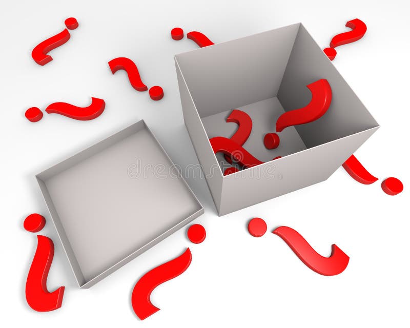 Red Question Marks And A Box Stock Illustration - Illustration of ...