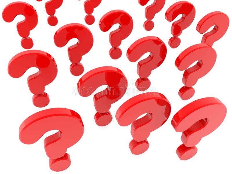 Red Question Marks on a White Background from Above Stock Illustration ...
