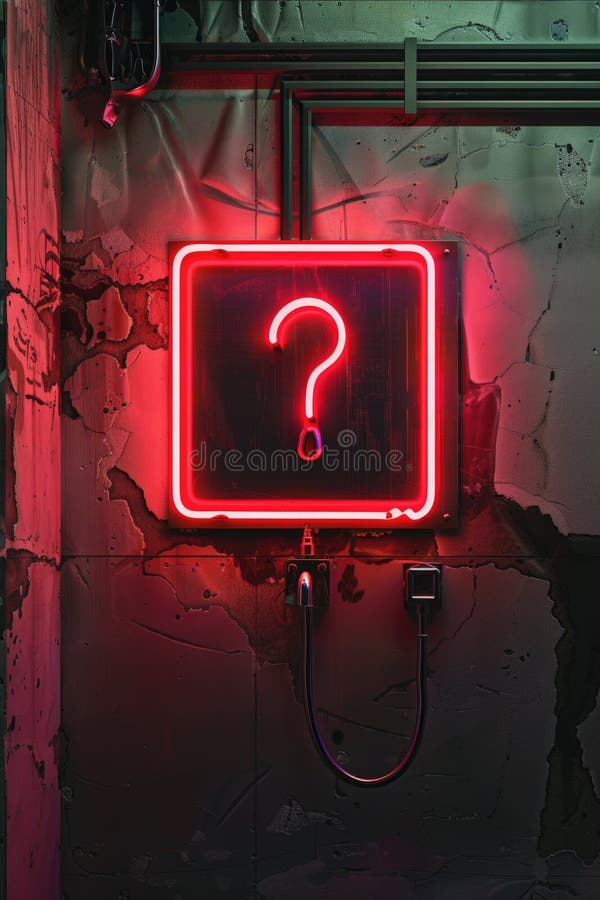 Red Question Sign on Wall stock image. Image of illuminated - 372228157