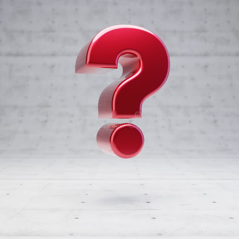 Red Question Symbol. Metallic Red Color Character Isolated on Concrete ...