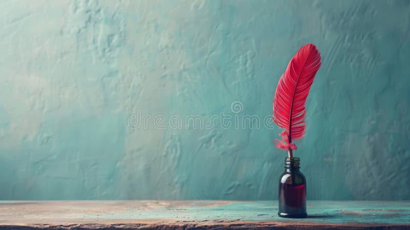The Red Quill and Ink.AI Generated Image Stock Photo - Image of ...