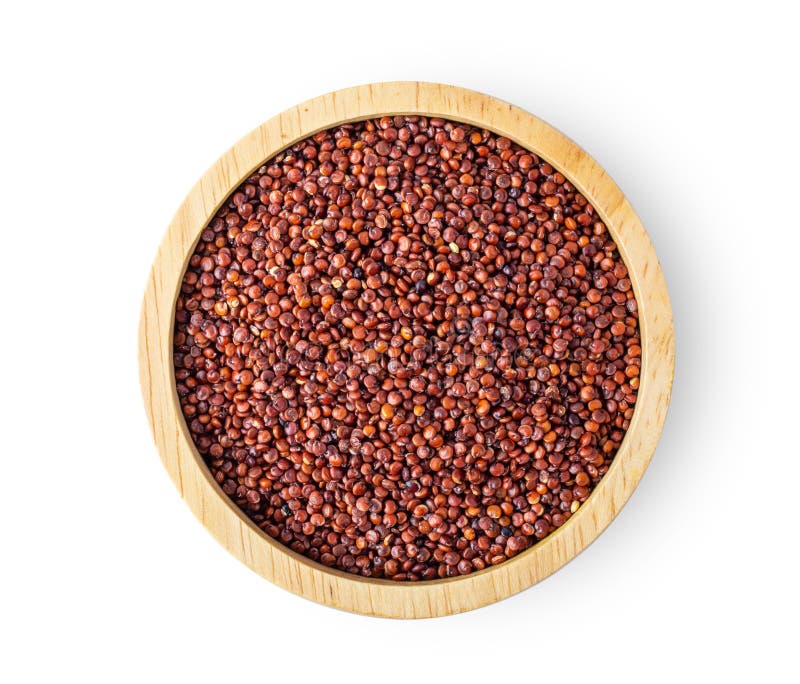 Red Quinoa in Wood Bowl on White Background. Top View Stock Image ...