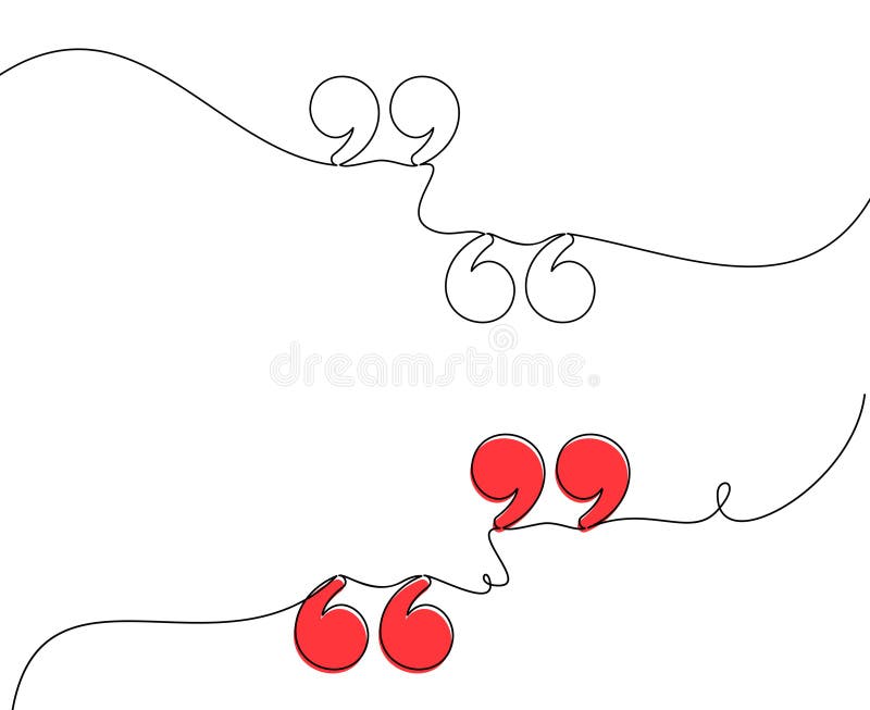 Red Quotation Marks with Abstract Line Art Stock Illustration ...