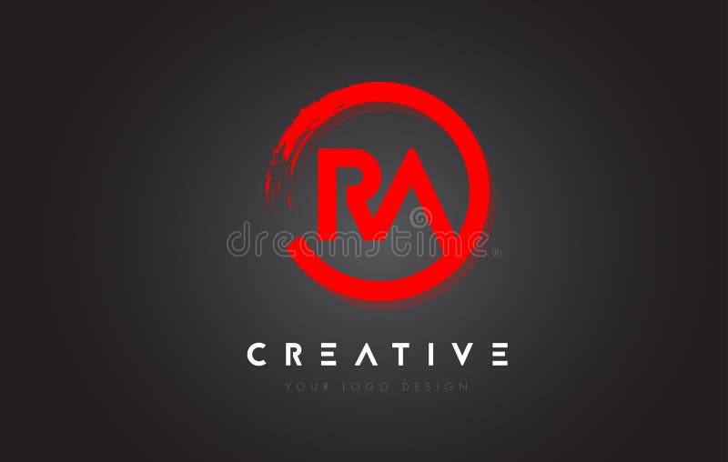 Red RA Circular Letter Logo with Circle Brush Design and Black ...
