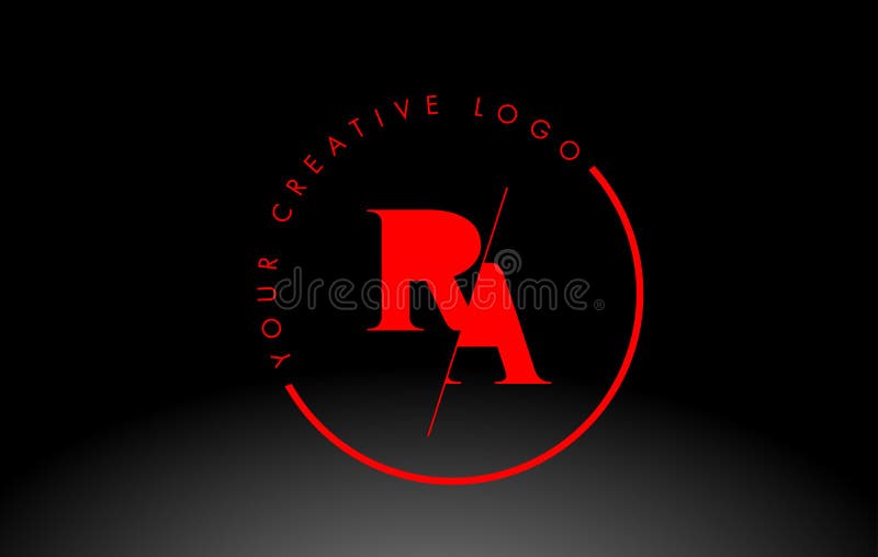 Red RA Serif Letter Logo Design with Creative Intersected Cut Stock ...