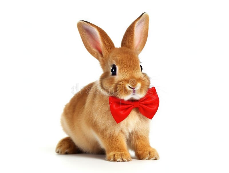 Red Rabbit with Bow Made with Generative AI Illustration Stock ...