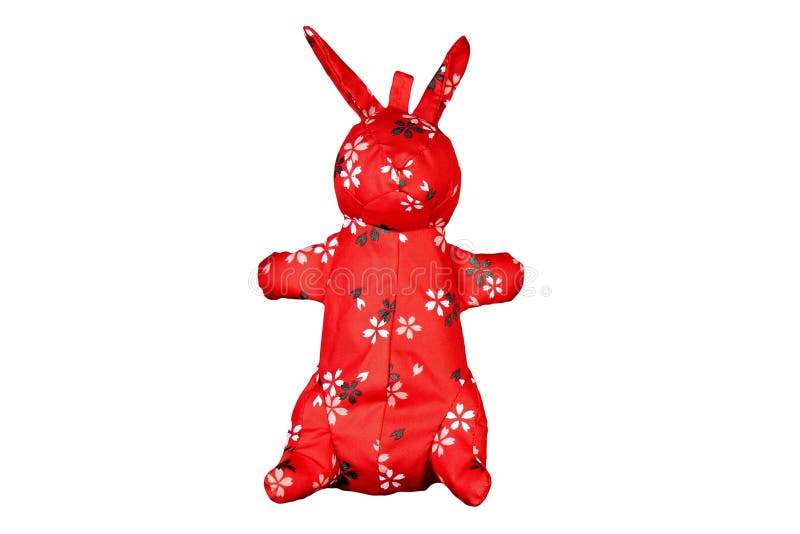 Red Rabbit Cloth Toy with Oriental Pattern, Chinese Traditional. Stock ...