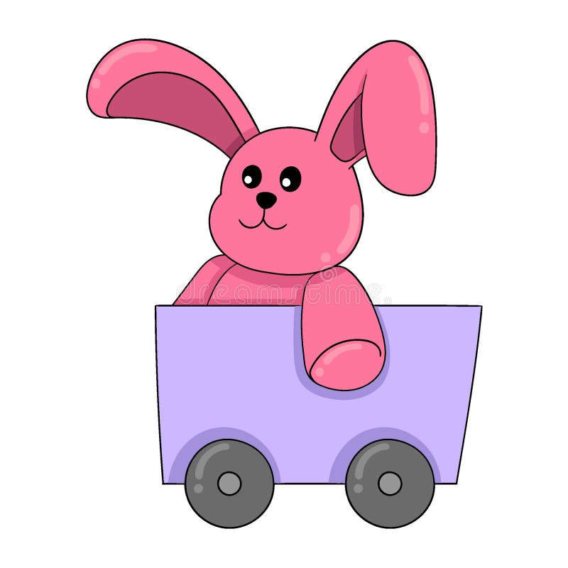 The Red Rabbit Doll is Sitting in the Sled Stock Vector - Illustration ...