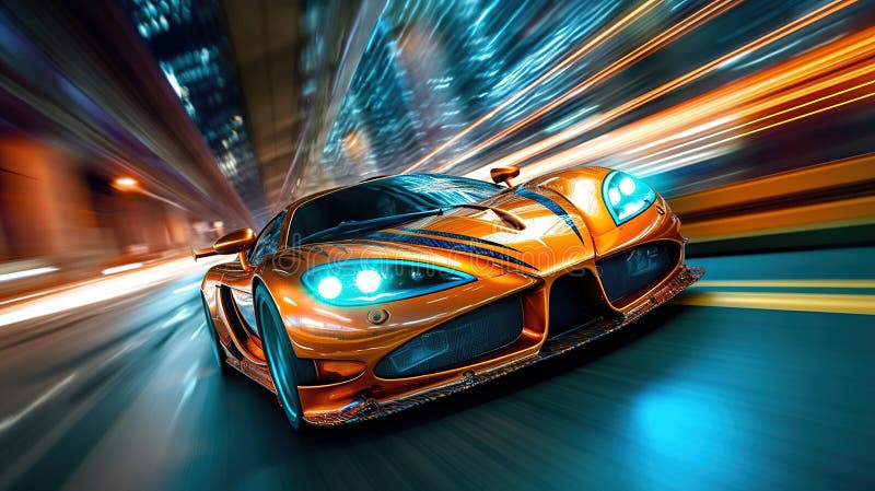 Red Race Car with Light Effect. Generative Ai Stock Illustration ...