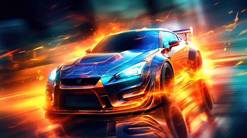 Red Race Car with Light Effect. Generative Ai Stock Illustration ...