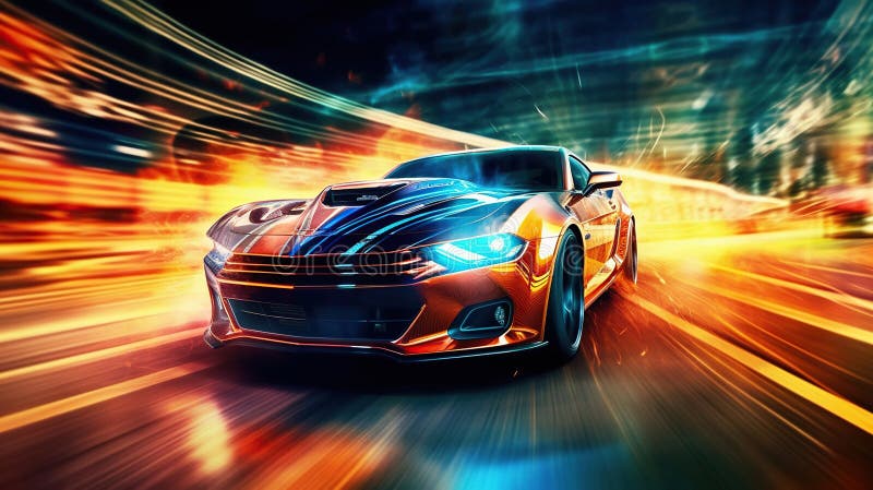 Red Race Car with Light Effect. Generative Ai Stock Illustration ...