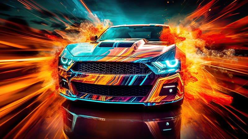 Red Race Car with Light Effect. Generative Ai Stock Illustration ...