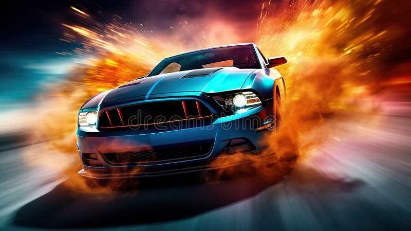 Red Race Car with Light Effect. Generative Ai Stock Illustration ...