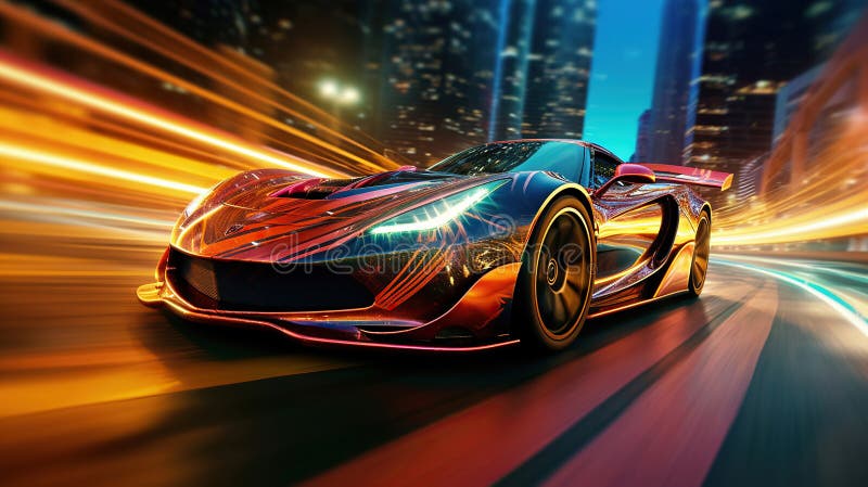 Red Race Car with Light Effect. Generative Ai Stock Illustration ...